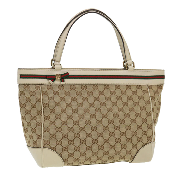 Gucci | Bags | Gucci Gg Canvas Web Sherry Line Tote Bag Beige Red Green 2576 Auth Yk6271 | Poshmark